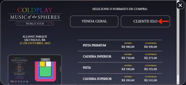 Show extra do Coldplay em São Paulo: como comprar ingresso pelo Eventim