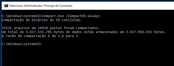Windows 10 Compact OS: dica faz sistema operacional ocupar menos espaço