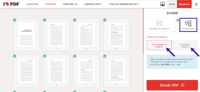 Como separar PDF online com o I Love PDF