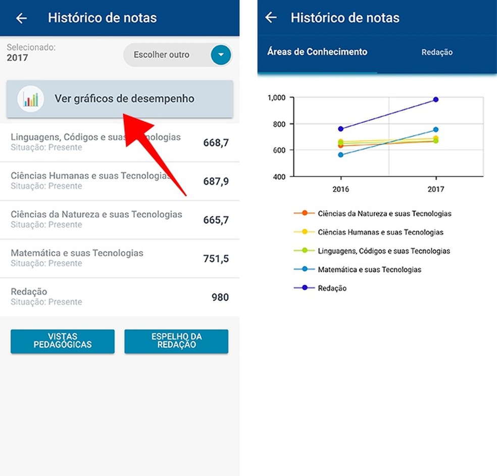 Como usar o app Enem 2018 para acessar histórico de notas