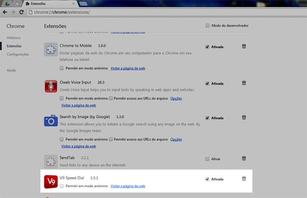 Como desinstalar o V9 do Chrome e Firefox