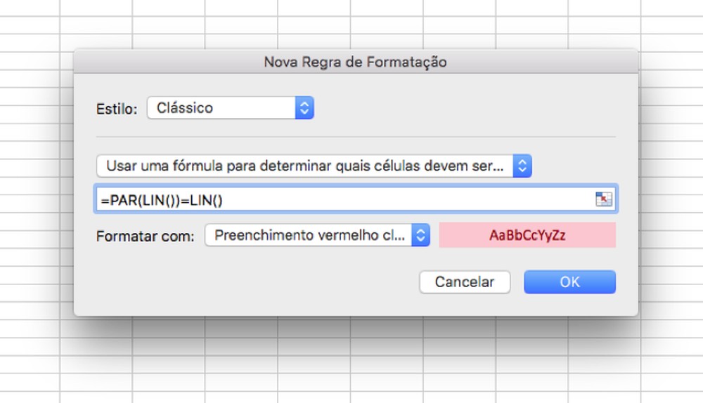 Como intercalar cores nas linhas do Excel