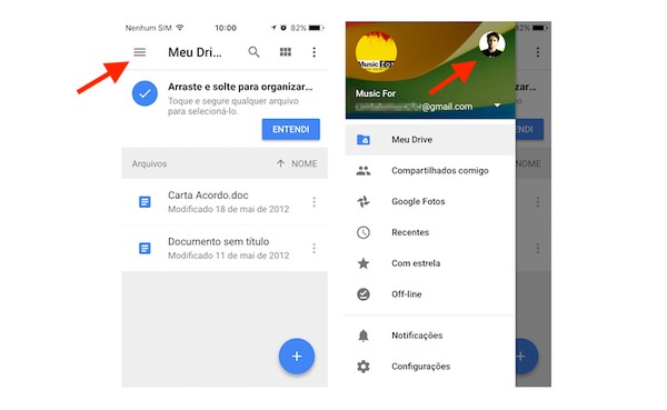 Como entrar e alternar em diferentes contas do Google Drive