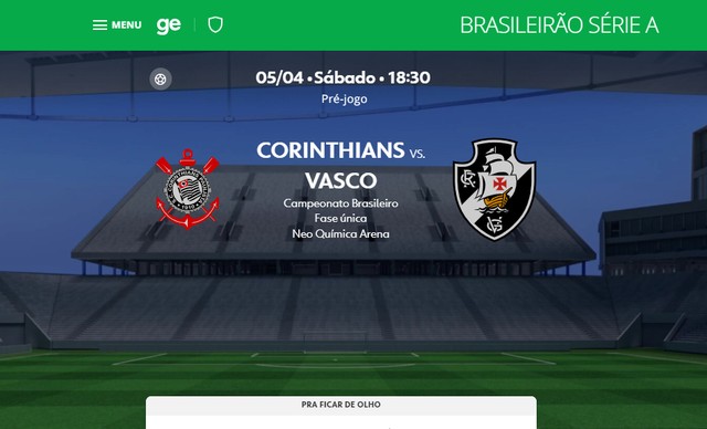Corinthians x Vasco ao vivo hoje: horário e onde assistir ao Brasileirão