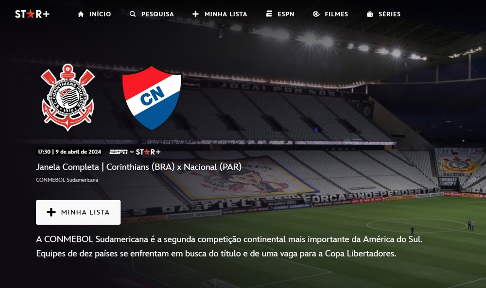 Corinthians x Nacional ao vivo: horário e onde assistir à Sul-Americana