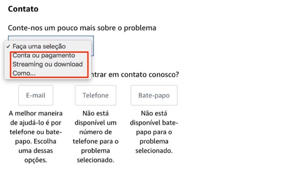 Como entrar em contato com o Amazon Prime Video