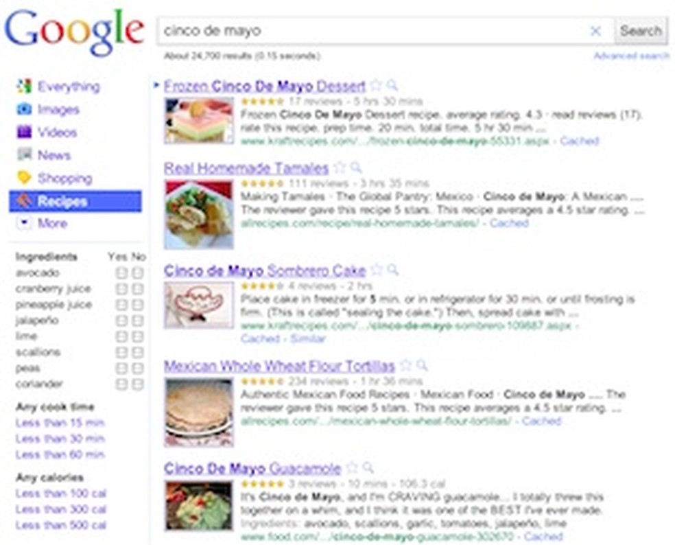 Google estreia ferramenta para buscar receitas