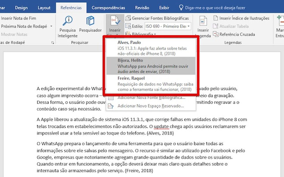 Como adicionar citações e bibliografia no Word automaticamente
