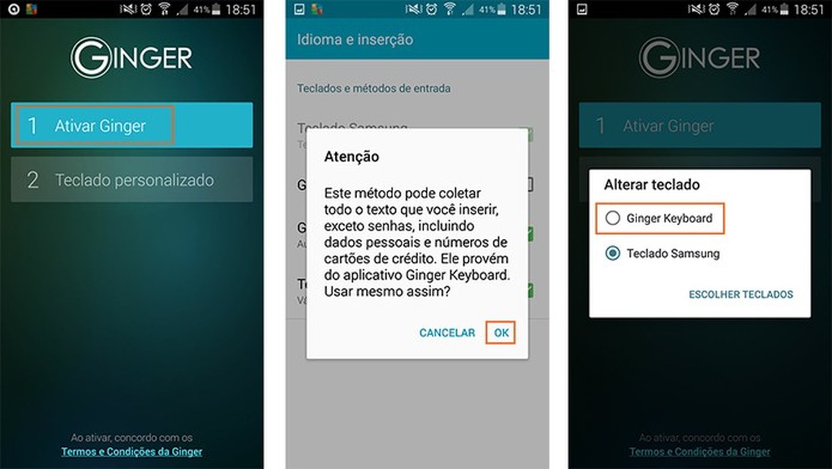 Como usar o Ginger Keyboard no Android e trocar de app sem fechar o ...