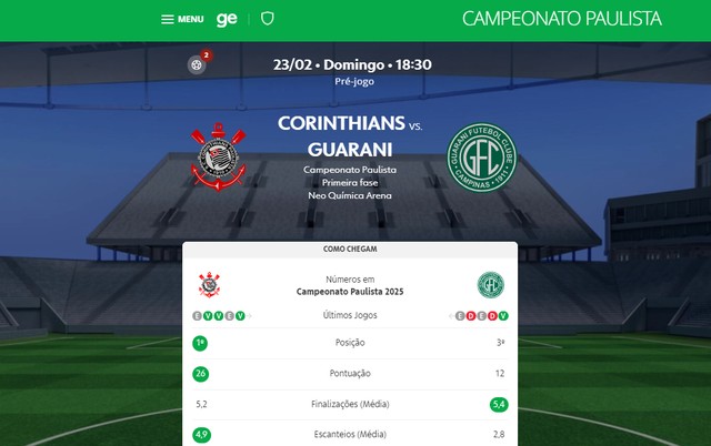 Corinthians ao vivo hoje: onde assistir e horário de jogo contra o Guarani