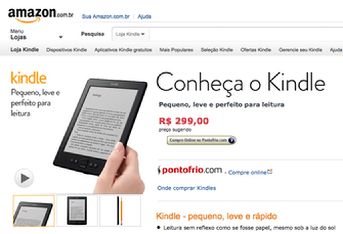 Kindle estreia venda de eletrônicos online no site da Amazon Brasil