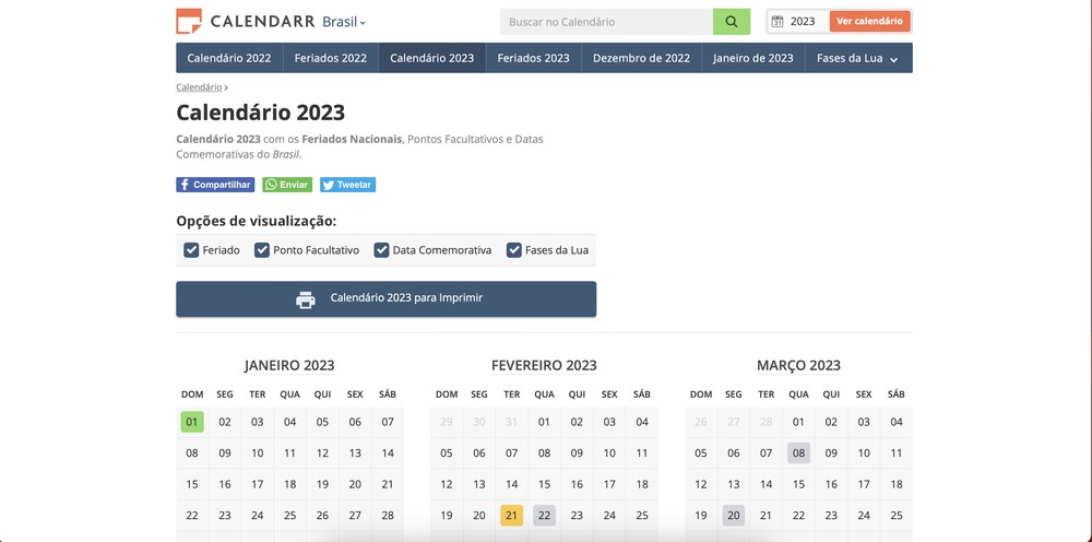 Feriados em 2023: calendários online mostram datas comemorativas; veja