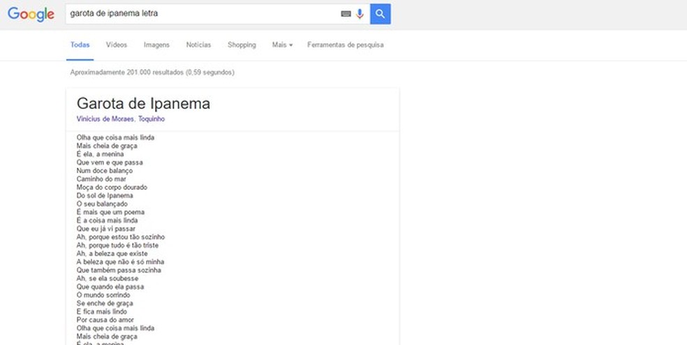 Google passa a mostrar letras de músicas no resultado das pesquisas