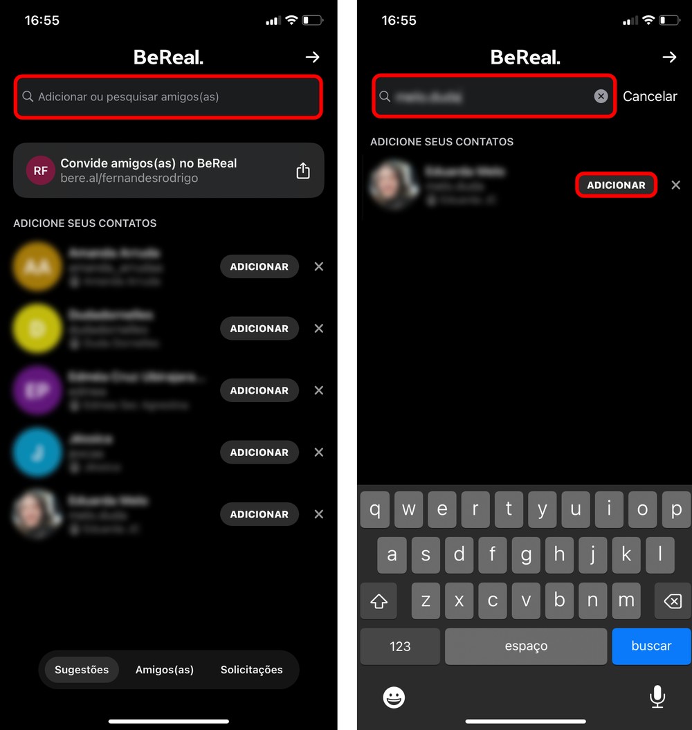 Como adicionar amigos no BeReal