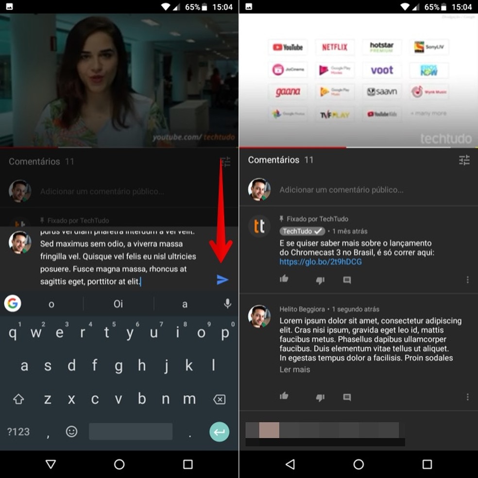 Como comentar em vídeos do YouTube pelo celular
