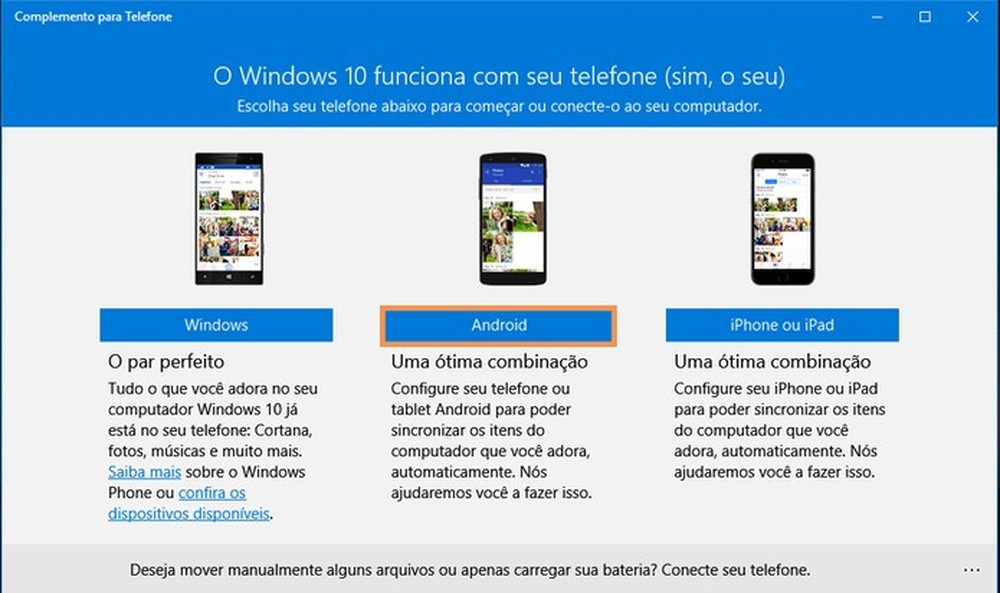 Como sincronizar o celular Android com Windows 10?
