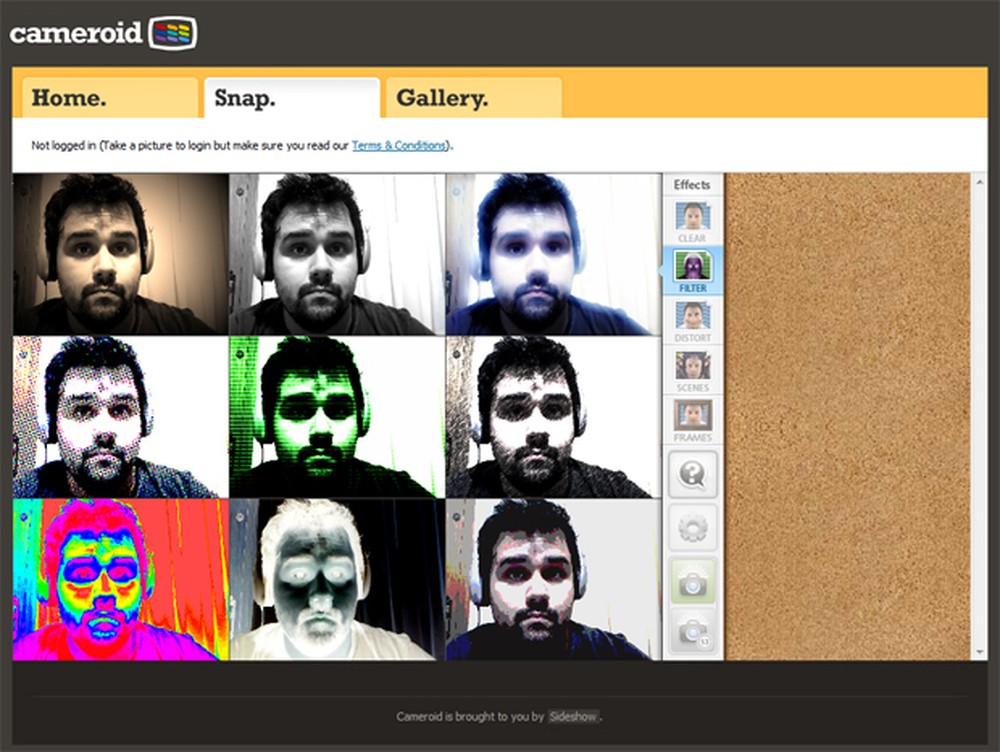 Tire fotos com sua webcam e aplique efeitos online