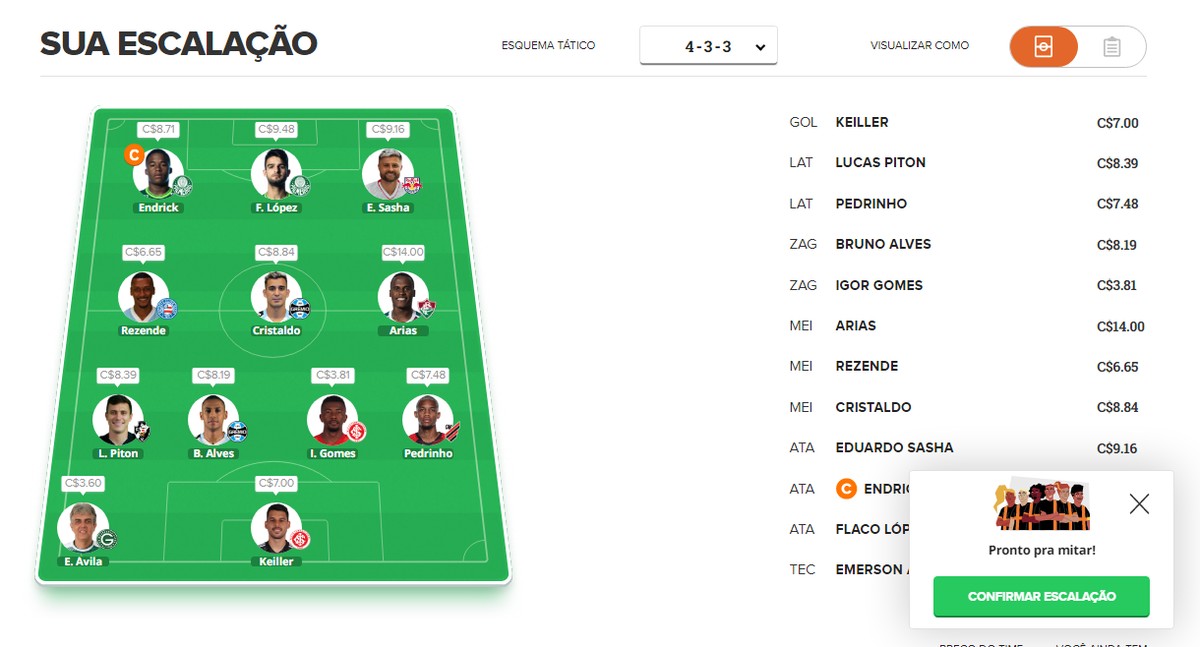 Cartola 2023: como usar a escalação automática para montar seu time