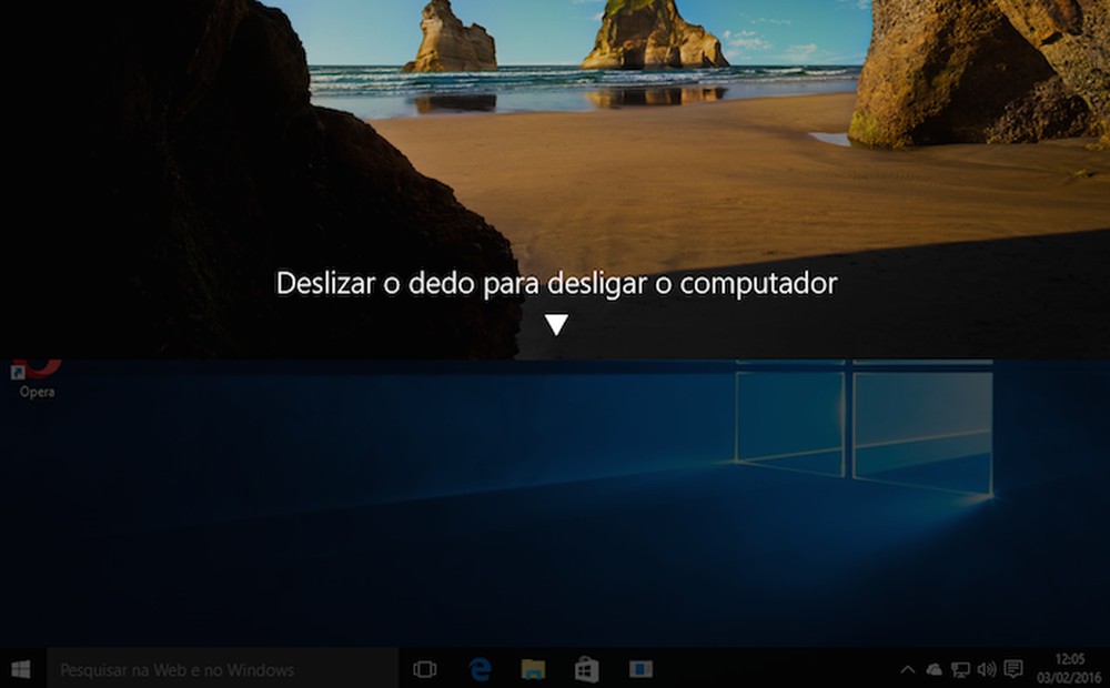 Como desligar um notebook Windows 10 deslizando dedos na tela