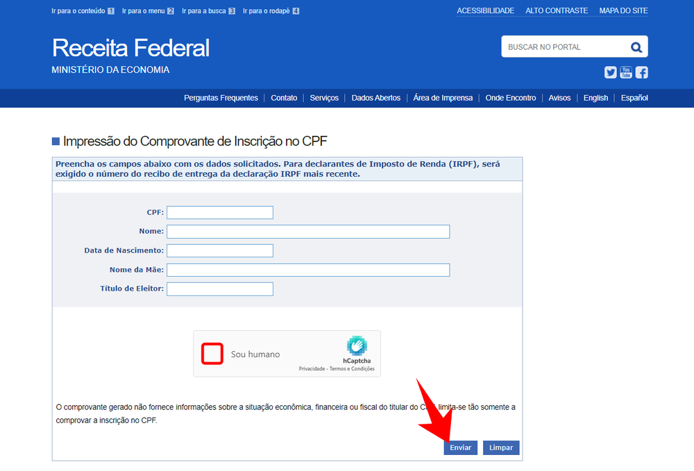 Como tirar a segunda via do CPF online