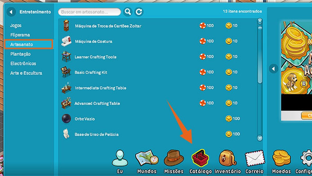 Como criar itens em MiniMundos