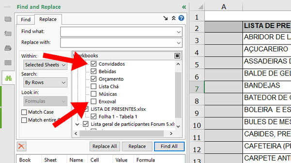 Como localizar e substituir palavras em vários arquivos e planilhas do Excel