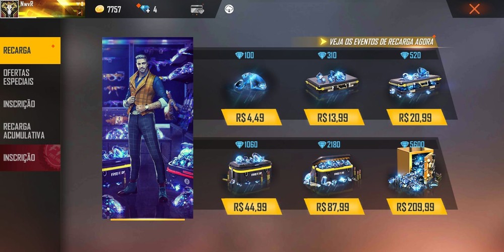 Como colocar gift card no Free Fire