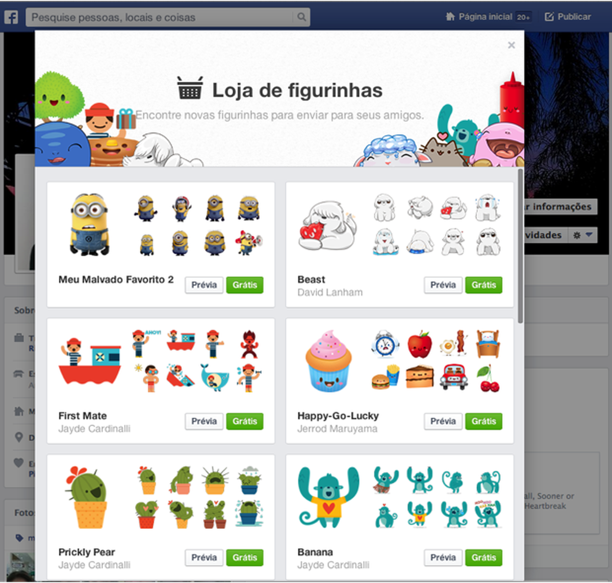 Facebook lança loja de 'emoticons' para mensagens via web