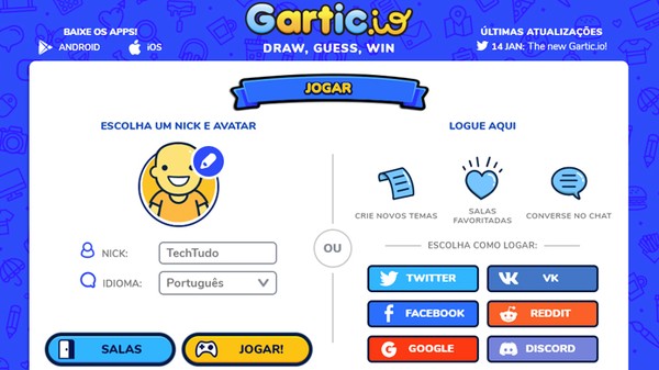 Como criar sala no Gartic