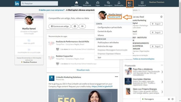 Como baixar seu currículo a partir do LinkedIn