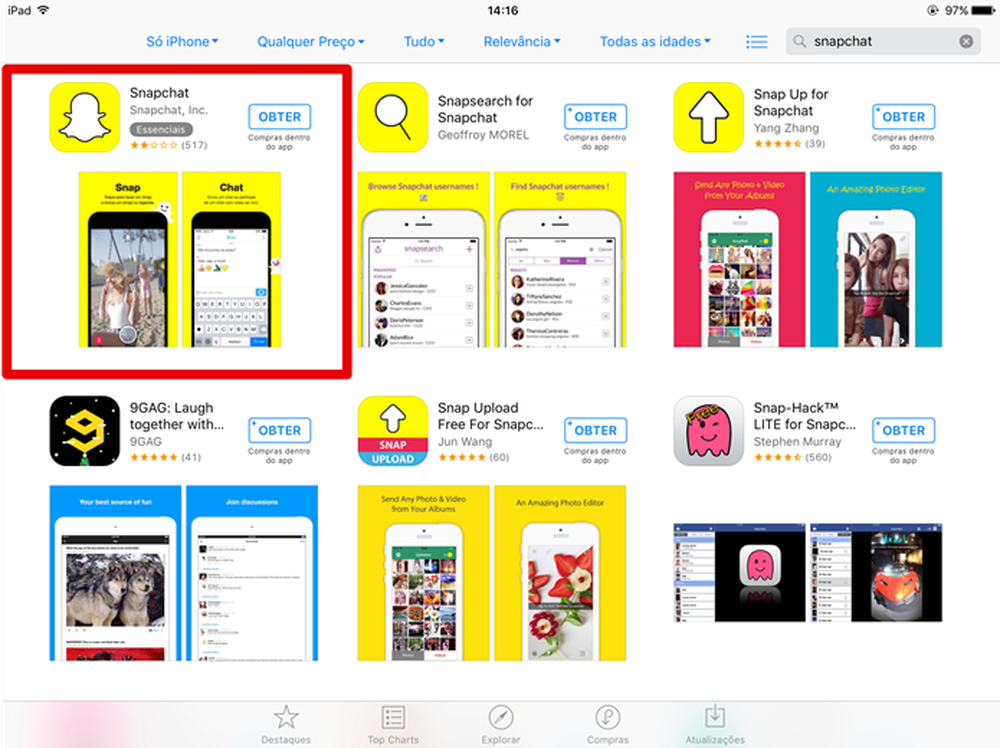 Como usar o Snapchat no iPad
