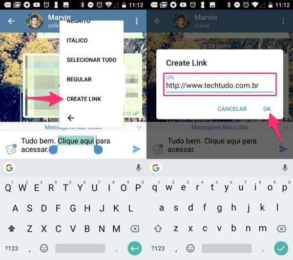 Como criar links em conversas do Telegram para Android