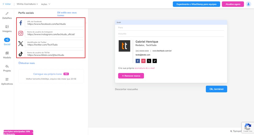 WiseStamp: como usar site para personalizar sua assinatura de e-mail