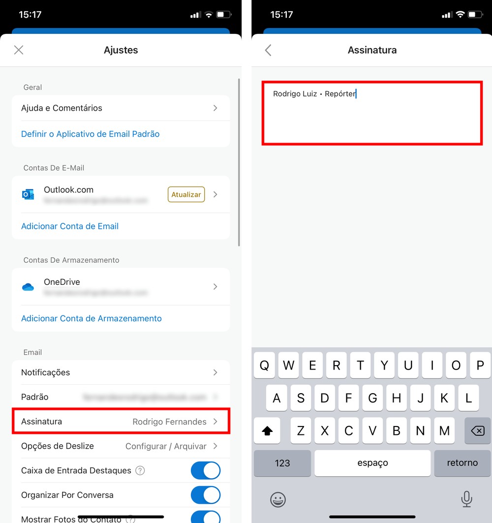 Como fazer assinatura no Outlook pelo celular