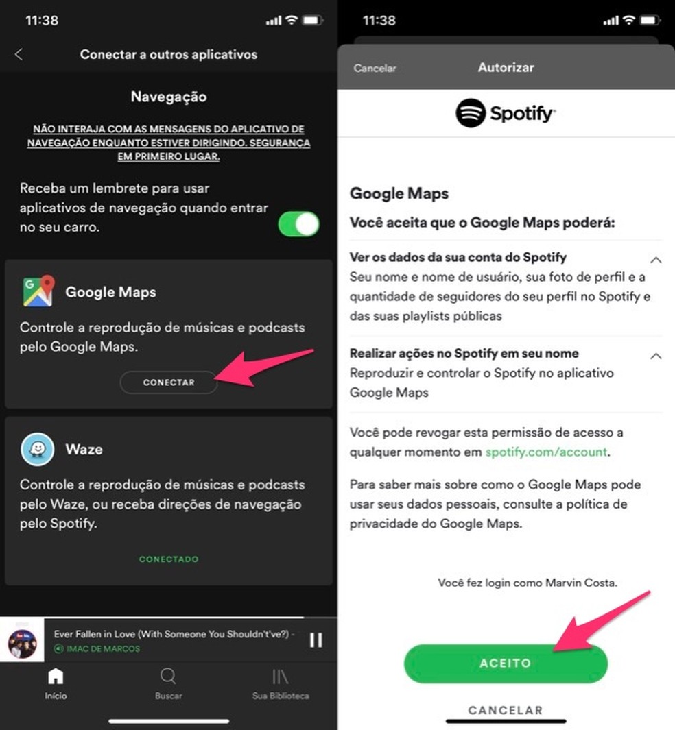 Como conectar o Spotify ao Google Maps para ver rota no GPS com música