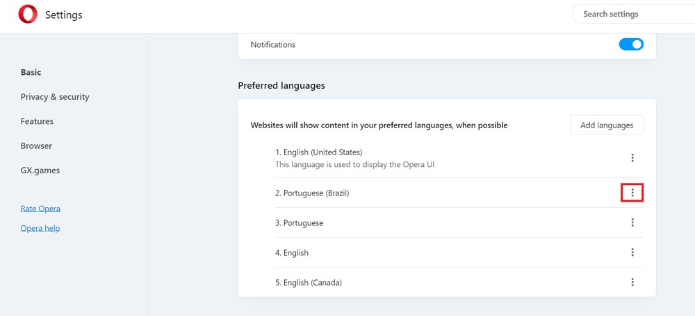 Como deixar o Opera em Português