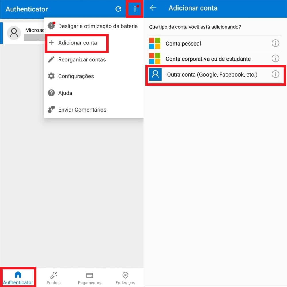 Como usar o app Microsoft Authenticator