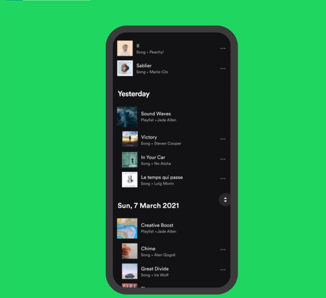 Spotify muda tela inicial e mostra histórico de músicas ouvidas
