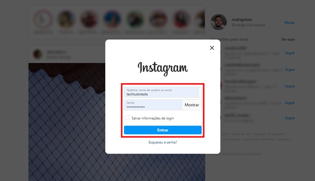 Como acessar duas contas diferentes no Instagram pelo computador