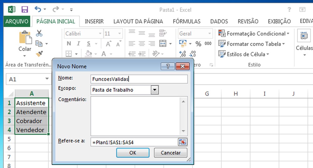 Como criar uma lista suspensa no Excel