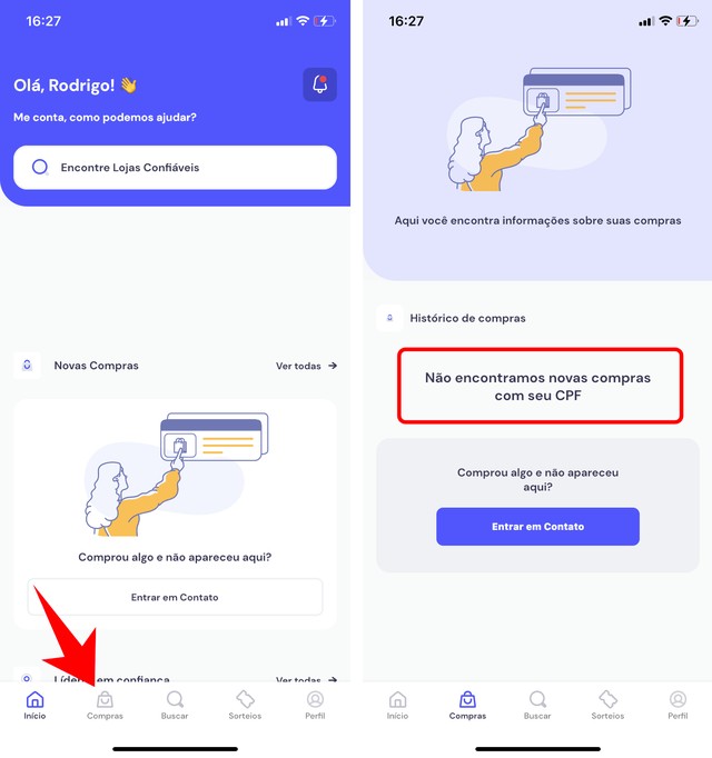 Como descobrir pelo app Confi se alguém fez compras usando o seu CPF