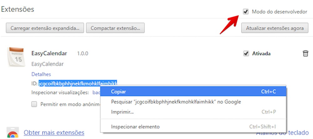 Como remover a extensão EasyCalendar