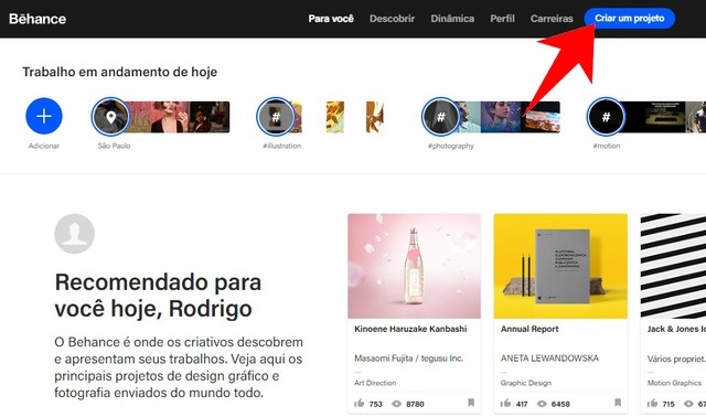 Como criar um portfólio online usando o Behance