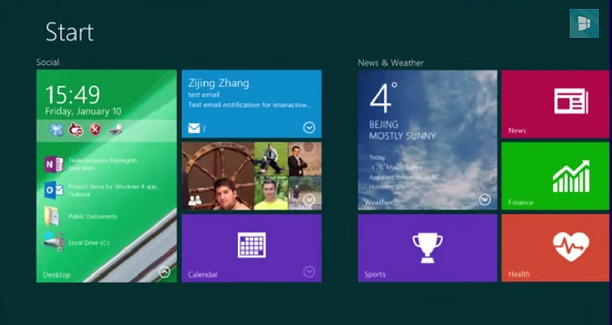 Microsoft testa uso de widgets nos blocos do menu Iniciar no Windows 8