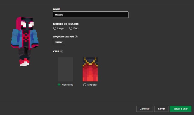 Como colocar skin no Minecraft