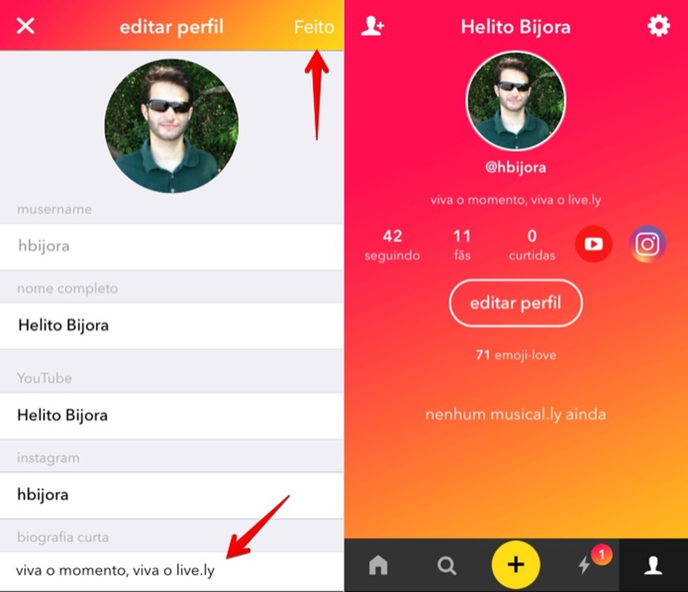 Como editar o perfil e mudar a foto no Musical.ly