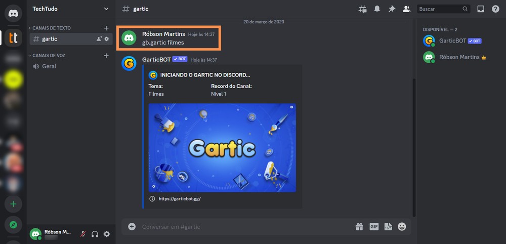 Como usar o GarticBOT no Discord