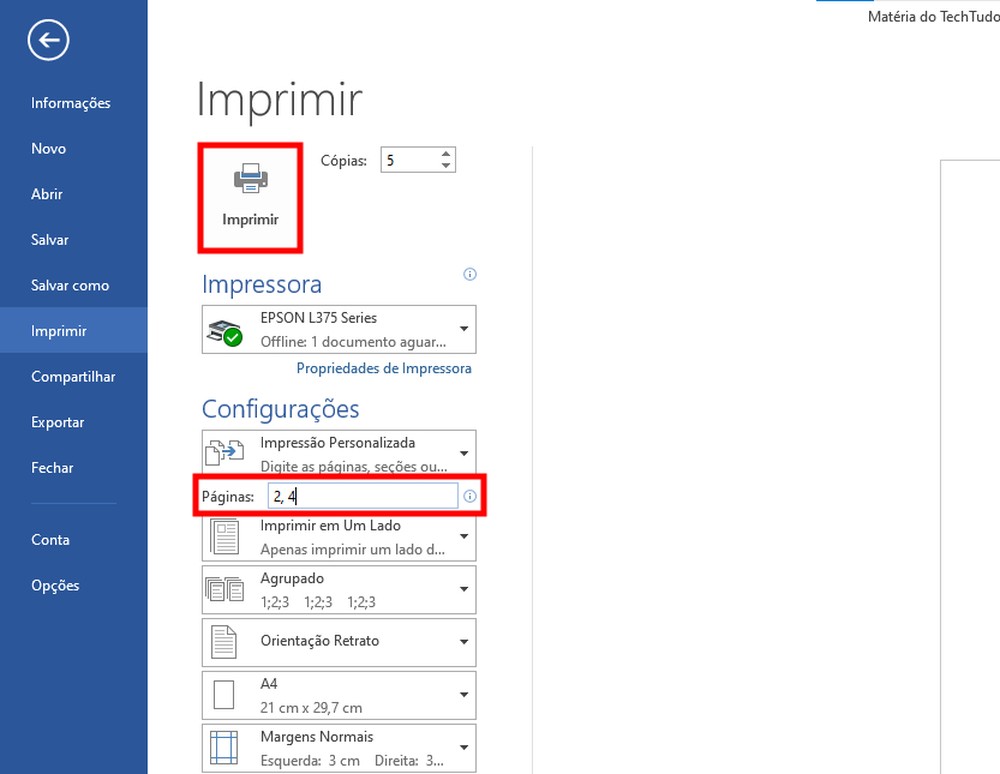 Como imprimir no Word