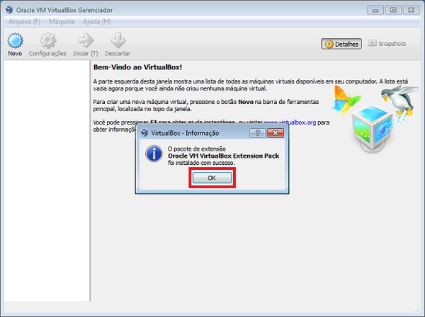Como instalar o VirtualBox completo com Extension Pack