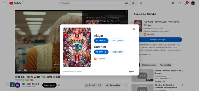 Como assistir a filmes no YouTube
